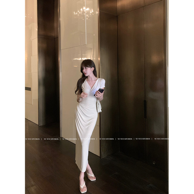 Pleasant and pleasurable design pleated short-sleeved dress for women ...