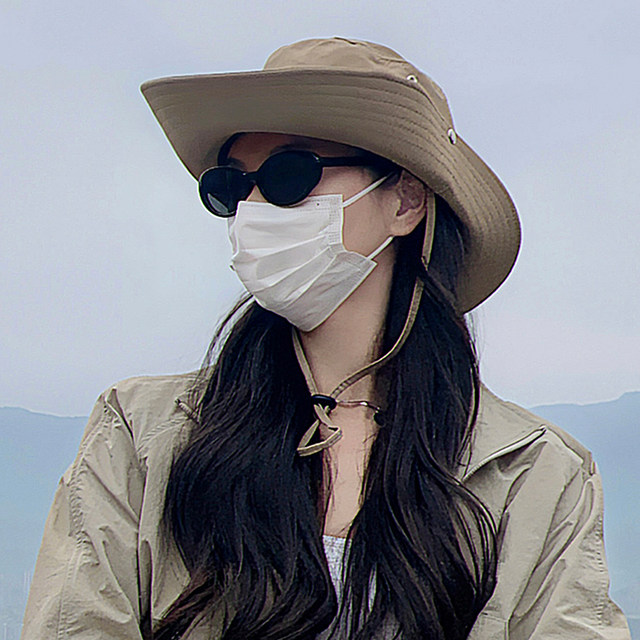 Outdoor climbing cap male dew camp hiking sunscreen hat large eaves sun ...