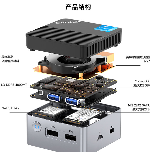 GMK G5 Intel N97 core light office audio and video soft routing pocket ...