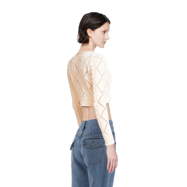 BM top hollow knitted cardigan jacket with short navel-exposed girl ...