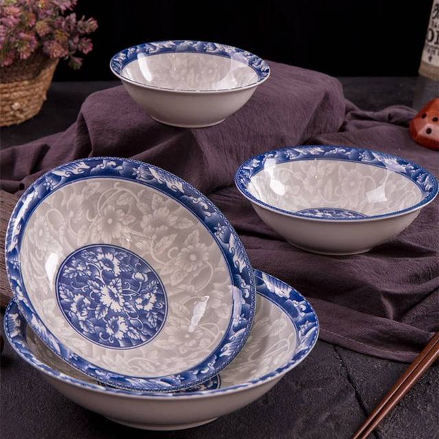 Guo Chao Wind Blue and White Porcelain Division Ceramic Bowl Commercial ...