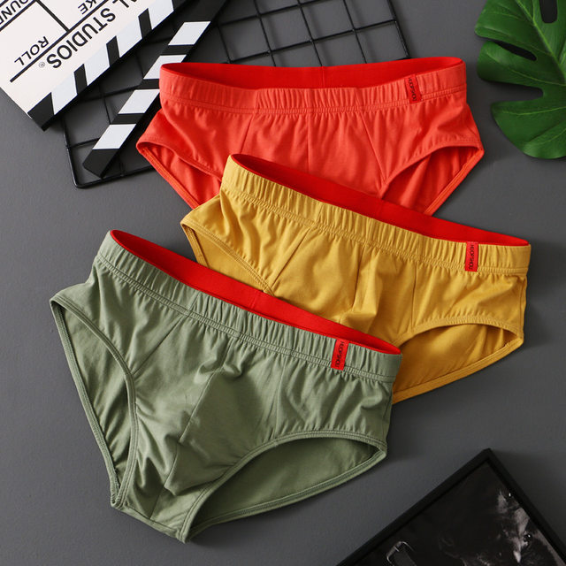 Grain artillery high -quality solid color cotton triangle underwear low ...