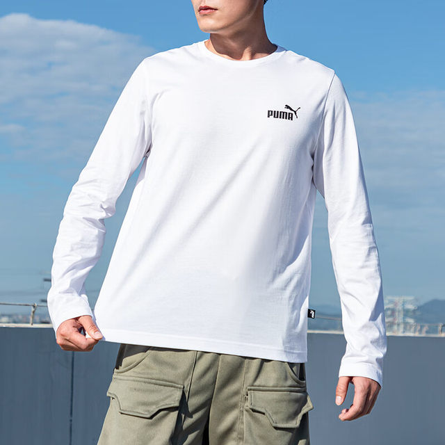 PUMA Puma Long Sleeve Sports T-Shirt Men's 2025 Autumn New White ...