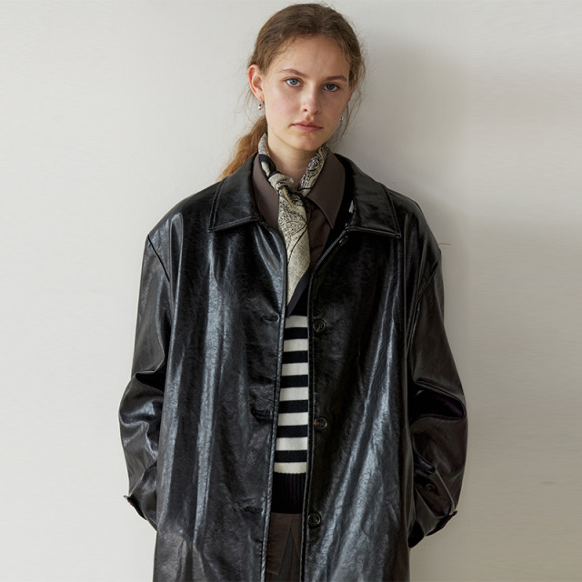 NON RESTRAIN black high-end temperament leather jacket for women mid ...