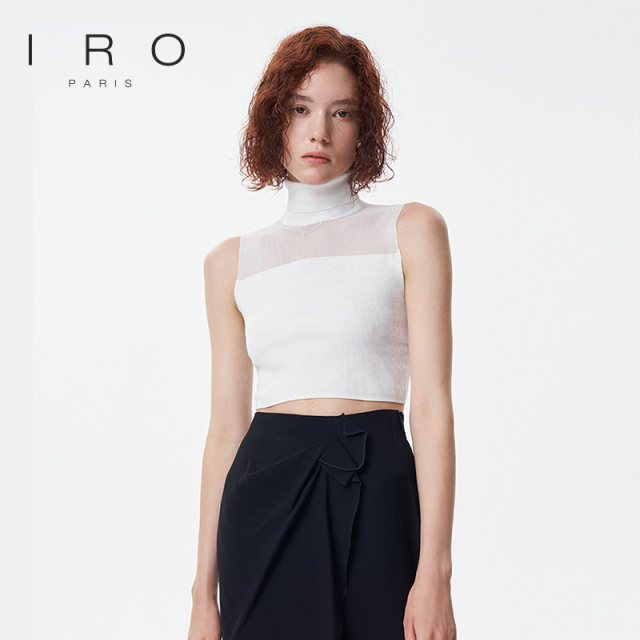 IRO Night 2025 Summer turtleneck sleeveless knitted base shirt top vest ...