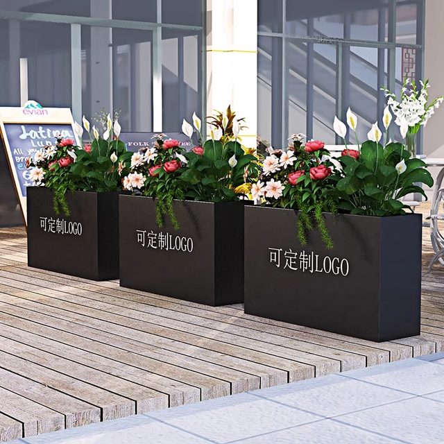 Outdoor iron flower box fence outdoor street stainless steel flower ...