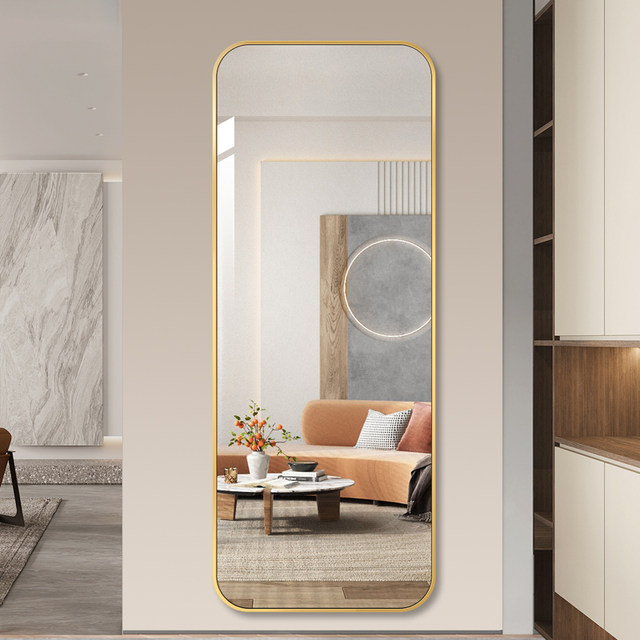 Light luxury advanced aluminum frame dressing mirror wall hanging paste ...