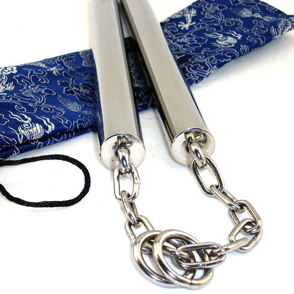 Silver Flame Stainless Steel Nunchaku Performance Dance Flower Light ...