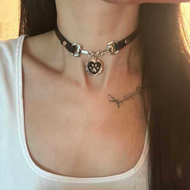Popular dark sweet and cool hot girl choker bell collar y2k leather ...