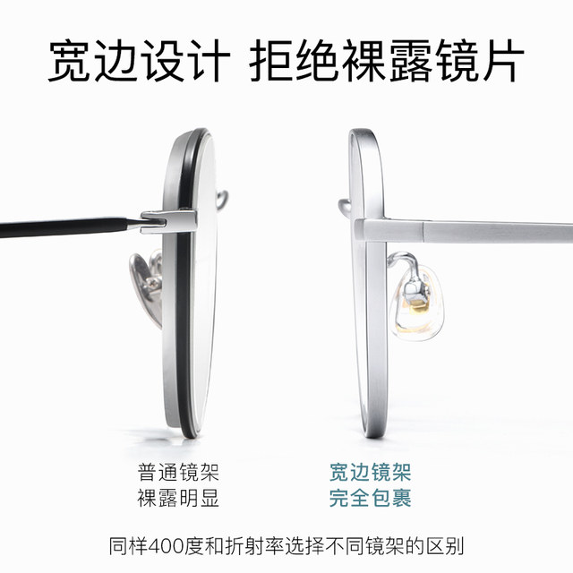 High -myopia glasses men can be super light and thin pure titanium wide ...