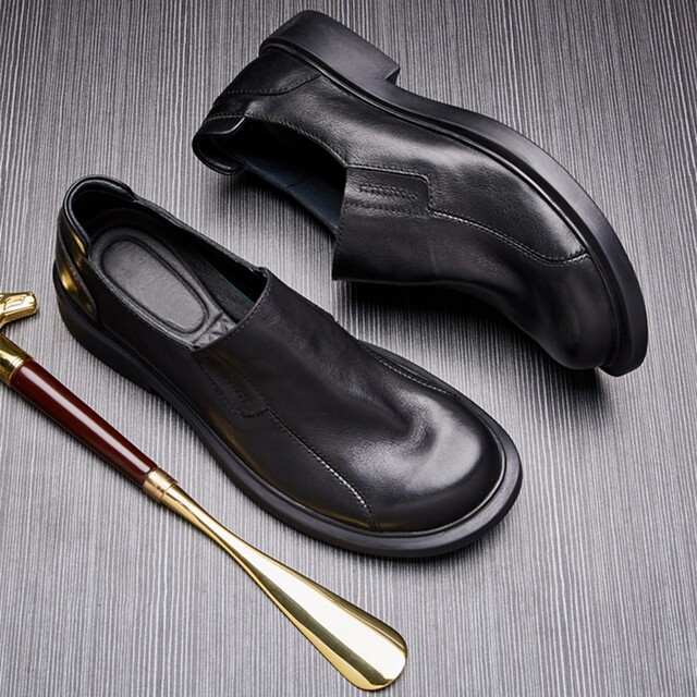 Leather shoes Men's new men's leather big scalp shoes soft leather ...