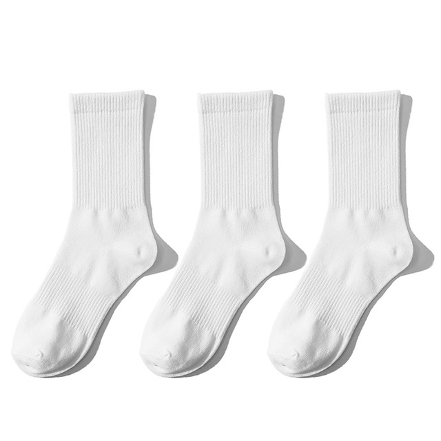 3 Double Pure Cotton Socks White socks Men's Women Short Stockings ...