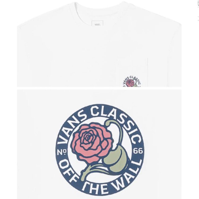VANS Vans rose print men's sports casual short-sleeved T-shirt VN0008ZTWHT