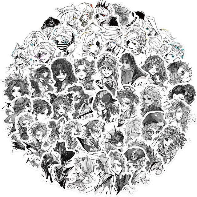 124 pieces of black and white fifth personality sticker ins High -value ...