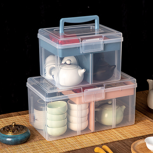 Tea set storage box storage bag travel outdoor dustproof household ...