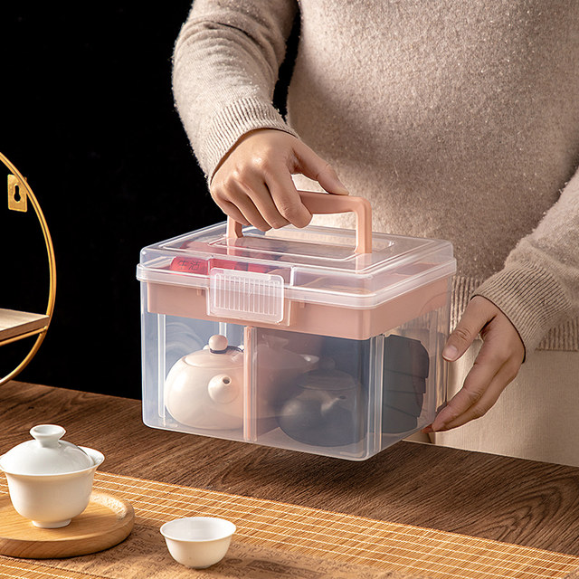 Tea set storage box storage bag travel outdoor dustproof household ...