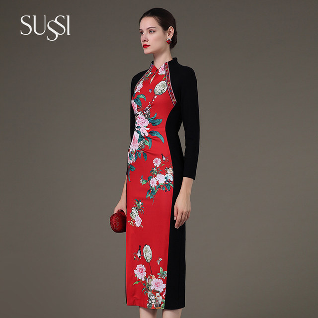 SUSSI/Antique 25 Spring Shopping Mall same Chinese style print banquet ...