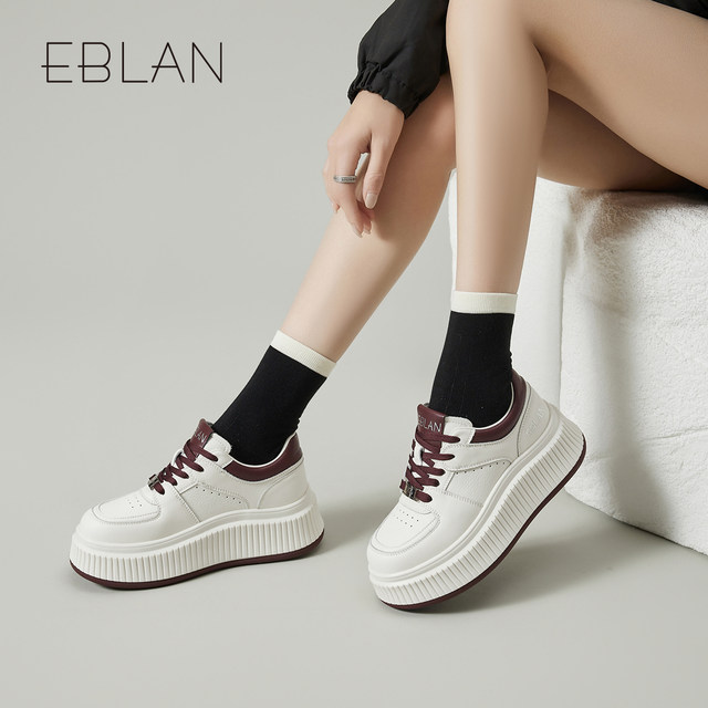 EBLAN/Yiban thick-soled white shoes, comfortable and versatile casual ...