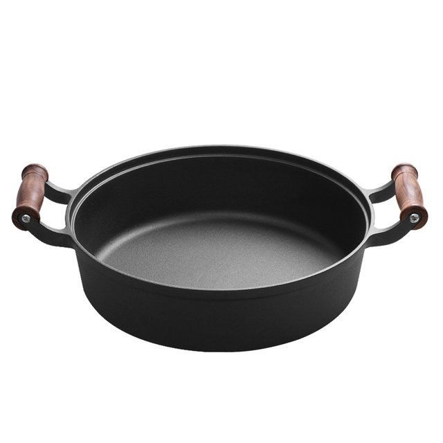 Dianjiang cast iron flat-bottomed frying pan deepened pig iron uncoated ...