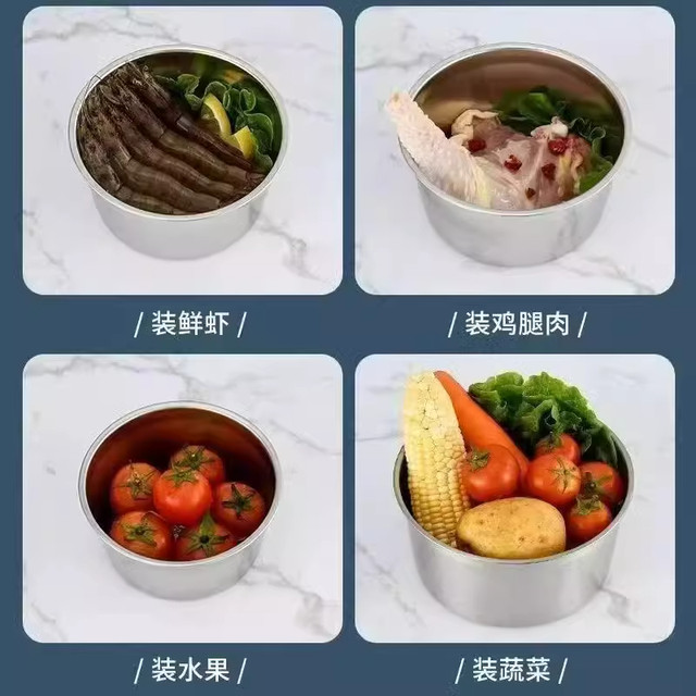 Stainless steel preservation bowl with lid, household refrigerator ...