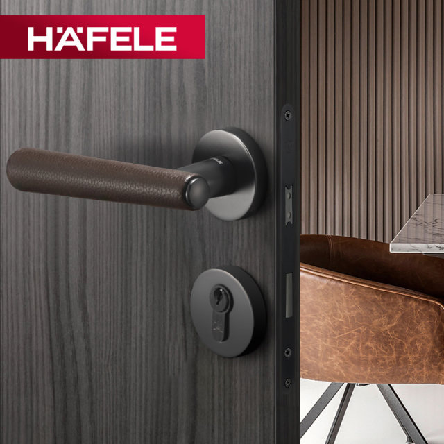 German Haifule HAFELE bedroom door Modern simplicity black leather ...