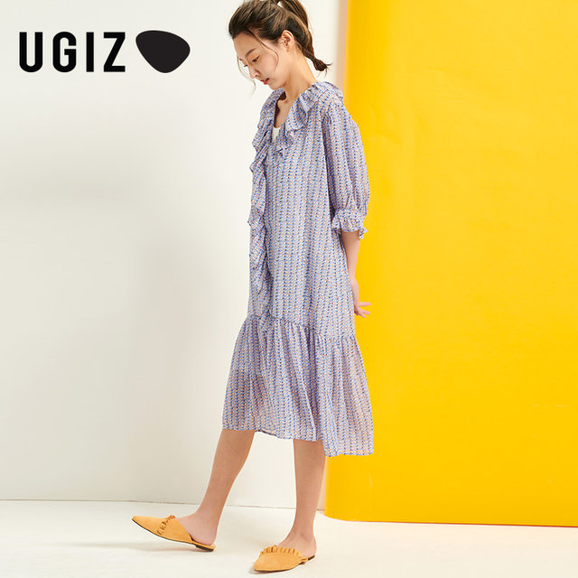 UGIZ Summer Summer Korean Women's Chiffon Dress Drofot Lotus Small ...