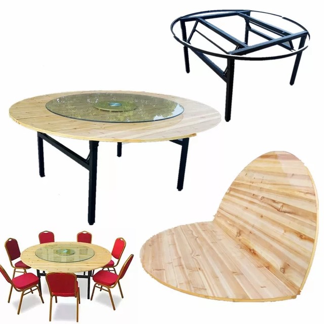 Round table top folding solid wood fir foldable 1.6 meters 1.8 meters 2 ...