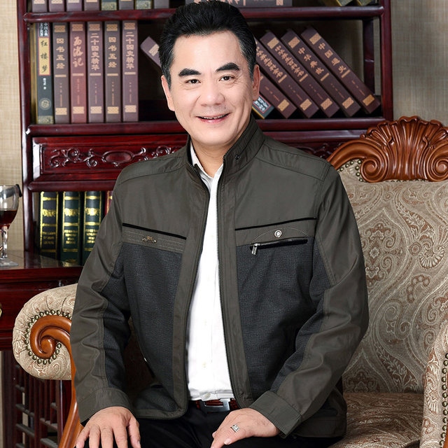 Dad autumn jacket middle-aged men's jacket spring and autumn top middle ...