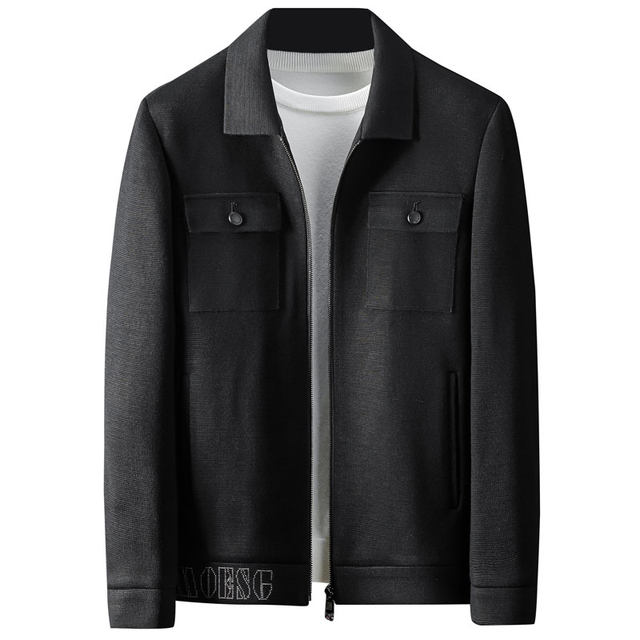 Winter new knitted wool lapel jacket men's high -end thick solid solid ...