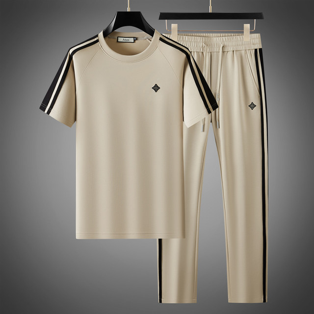 Summer high-end handsome casual suit for men's modal cotton light and ...