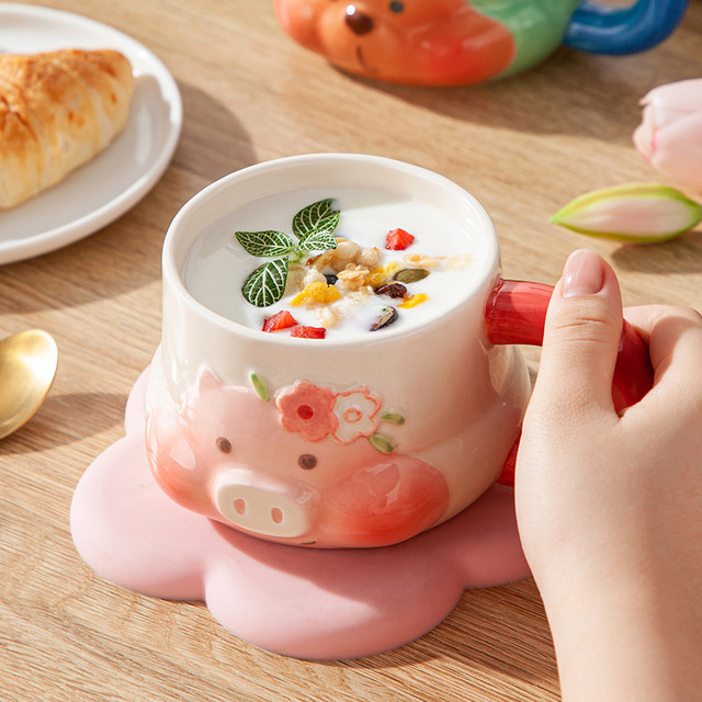 Creative High -value Animal Cartoon Mark Cup Ceramics Underglage Couple ...