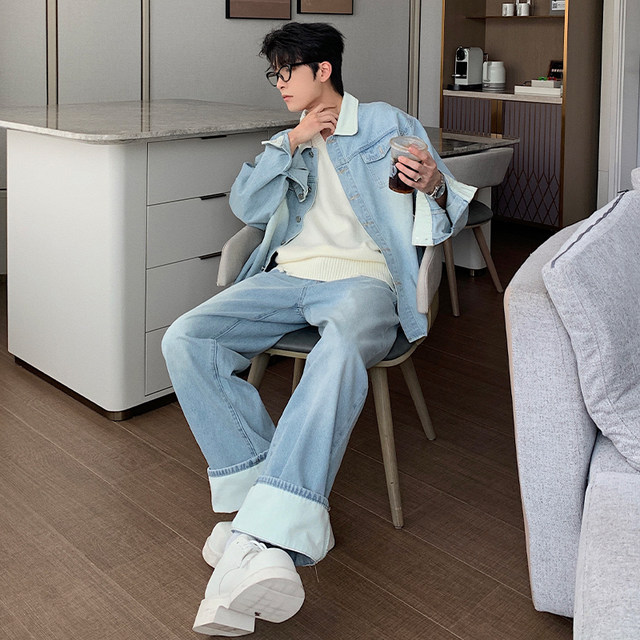 Hualun Design Autumn Advanced Design Sensory Casual Cowboy Set Men's ...