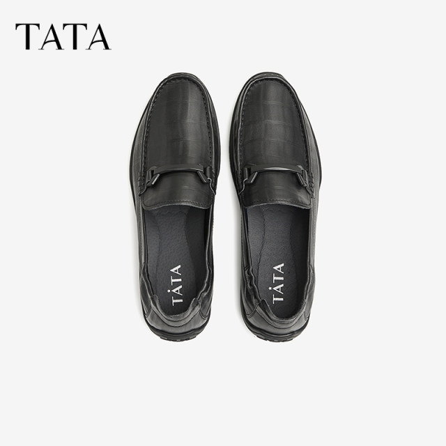 Tata business casual leather shoes men's slip-on lazy loafers Peas ...