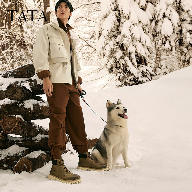 TATA his her retro British Martin boots men's boots plus velvet outdoor ...