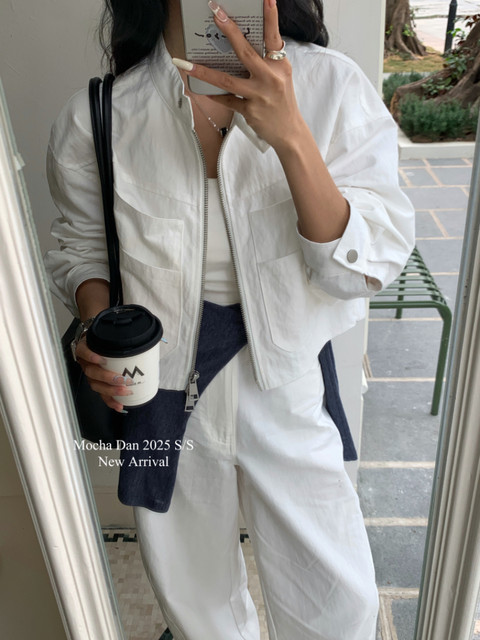 mocha dan Korean stand collar versatile casual short jacket for women ...
