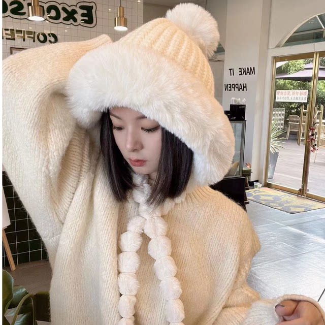 Winter thickened and velvet knitted wool cold hats warmed the earneys.