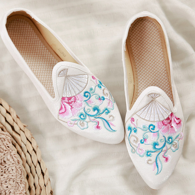 Pointed toe single shoes with one foot lazy cloth shoes low heel ...