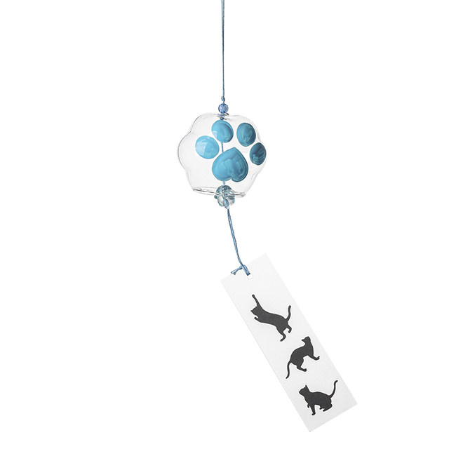 Cute healing transparent glass cat claw wind chimes can hang outdoor ...