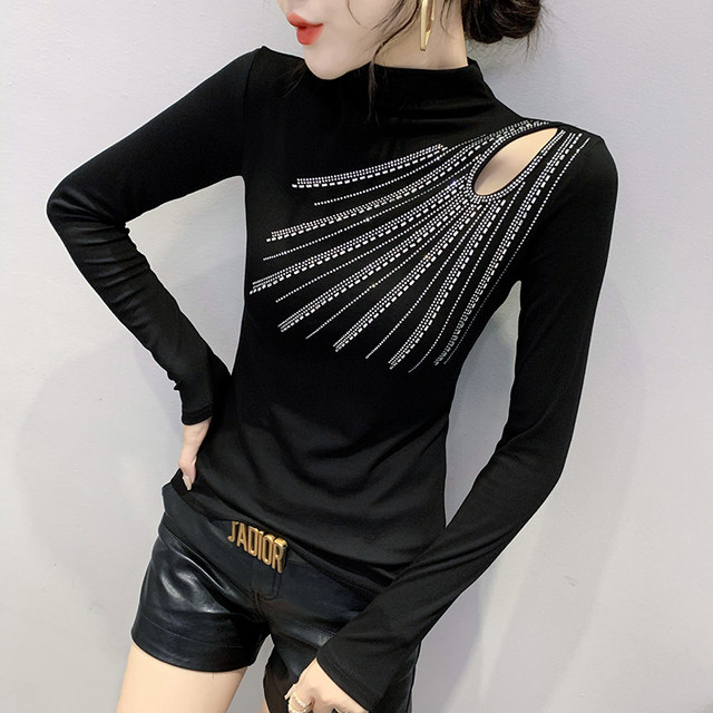 Half -high -necked bottom shirt, female spring and autumn heavy work ...