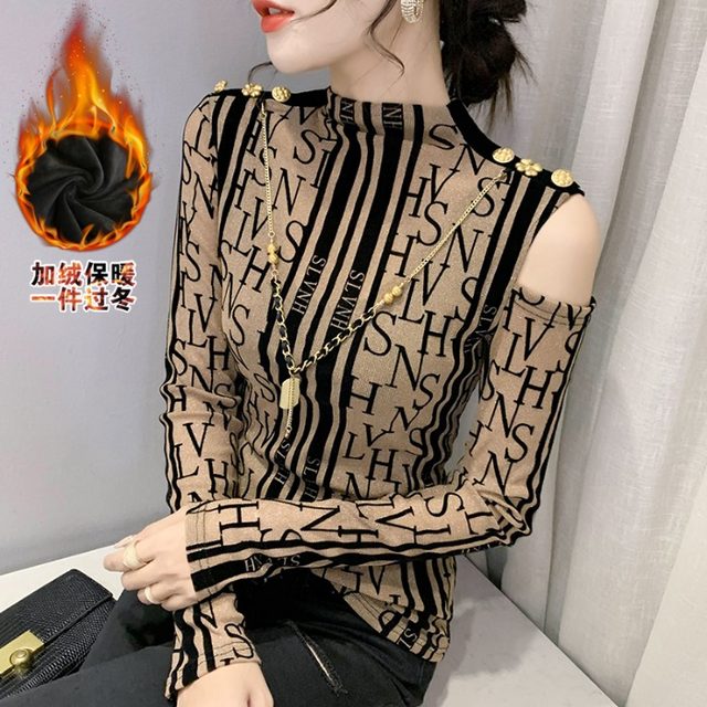 Half -high -necked bottom shirt female autumn and winter tight -fitting ...