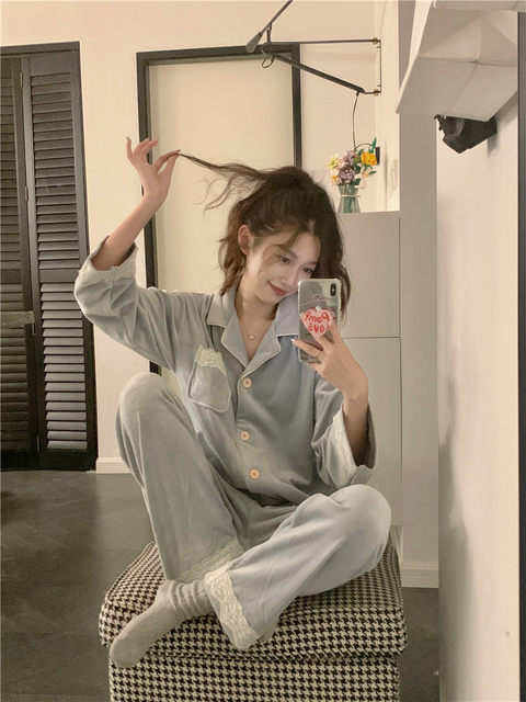 Sea Salt Warm island velvet pajamas female 2024 autumn and winter ...