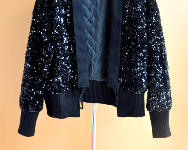Korean velvet cotton jacket heavy worker sequins baseball short jacket ...