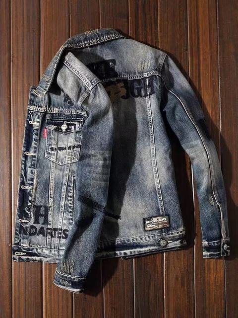High -end embroidered denim jacket Men's spring and autumn new tide ...