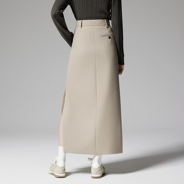 ochirly wool worsted straight skirt mid-length temperament commuting ...