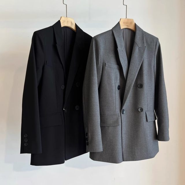 Pengduan Niuhuo ~ Classic commuter temperament, crisp and natural wool double-breasted, Western ...