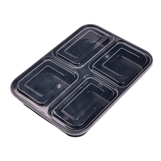 Disposable lunch box rectangles are divided into four -square outbound ...