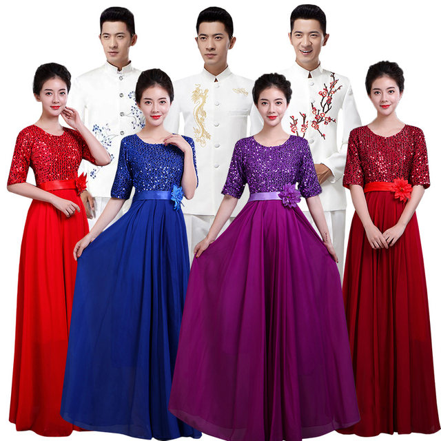 Chorus performance costumes for women long skirts new style middle-aged ...