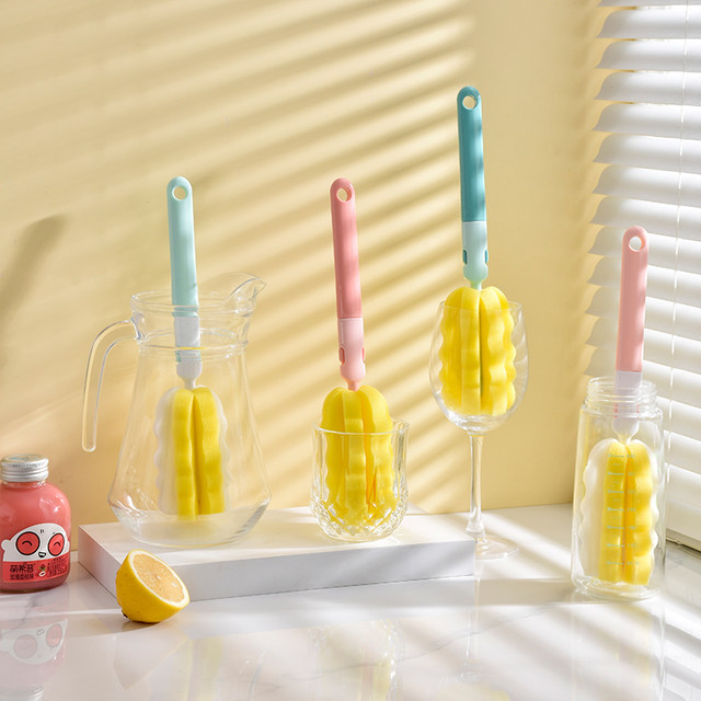 Long handle cup washing brush cup artifact set long bottle brush ...