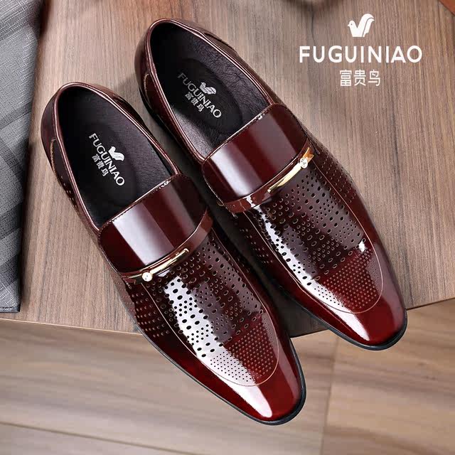 Rich Bird men's leather shoes leather summer breathable business dress ...