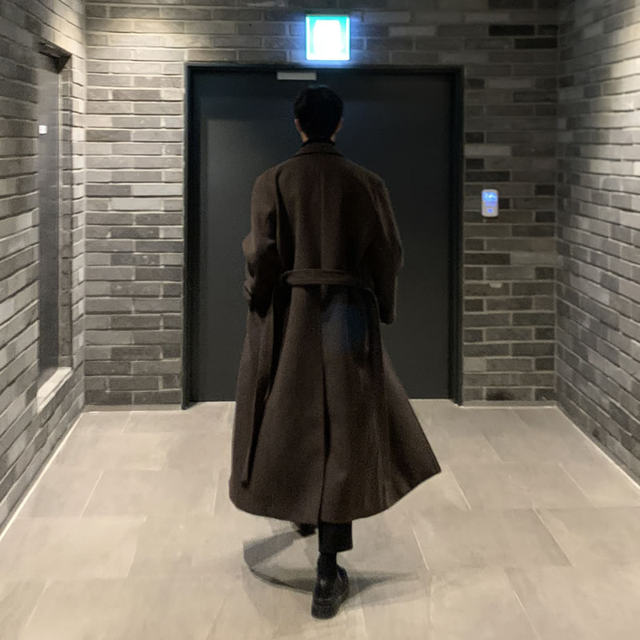 Long woolen coat men's knee-length British style winter thick woolen ...